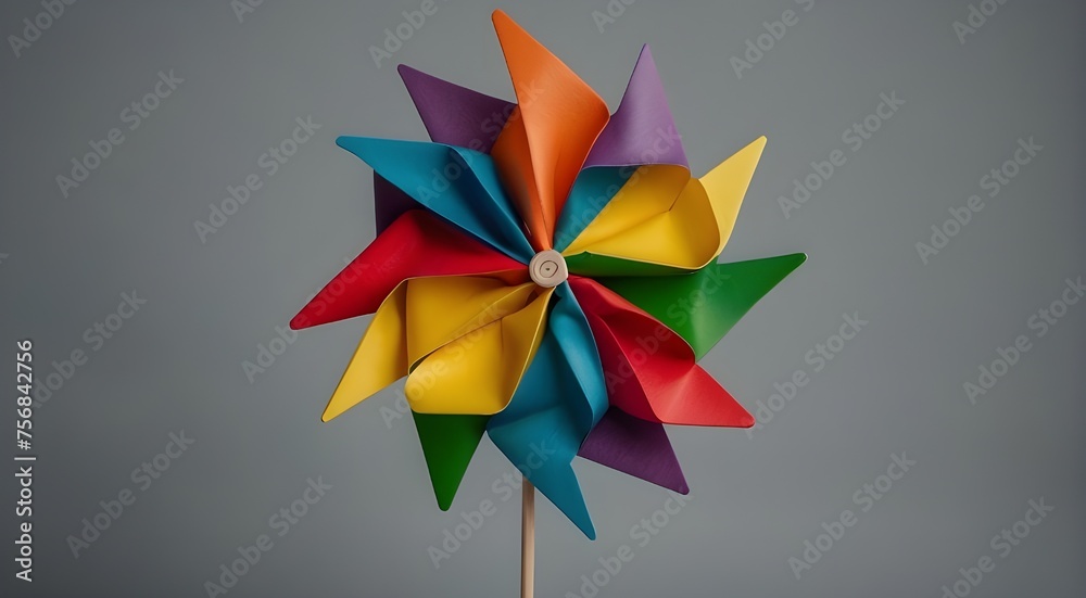 Molinillo de viento, low angle pinwheel on sky background with natural ...