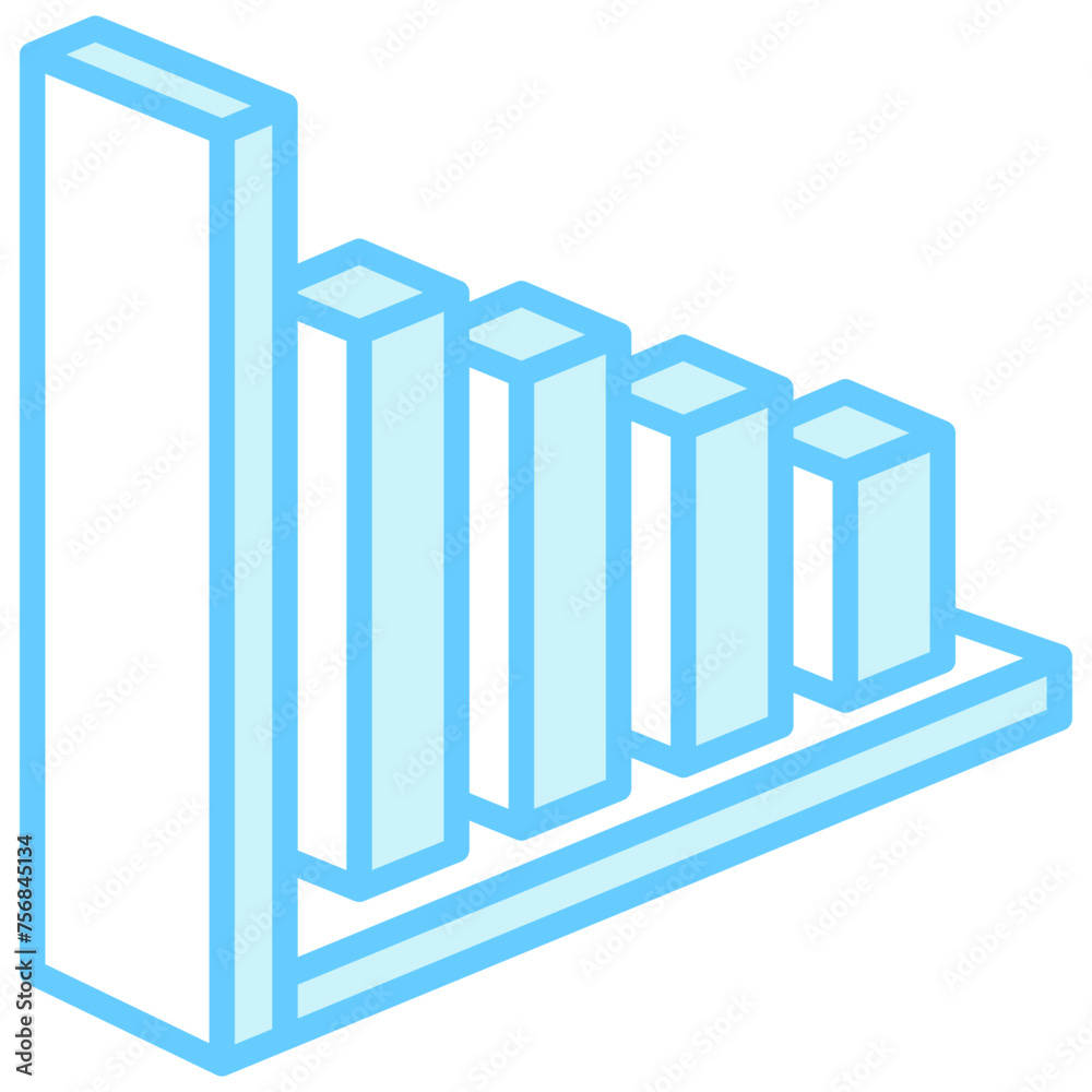 Bar Chart blue color icon, related to market and economy theme. use for ...