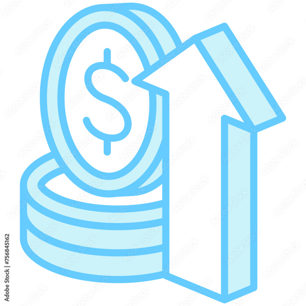 Increase blue color icon, related to market and economy theme. use for ...