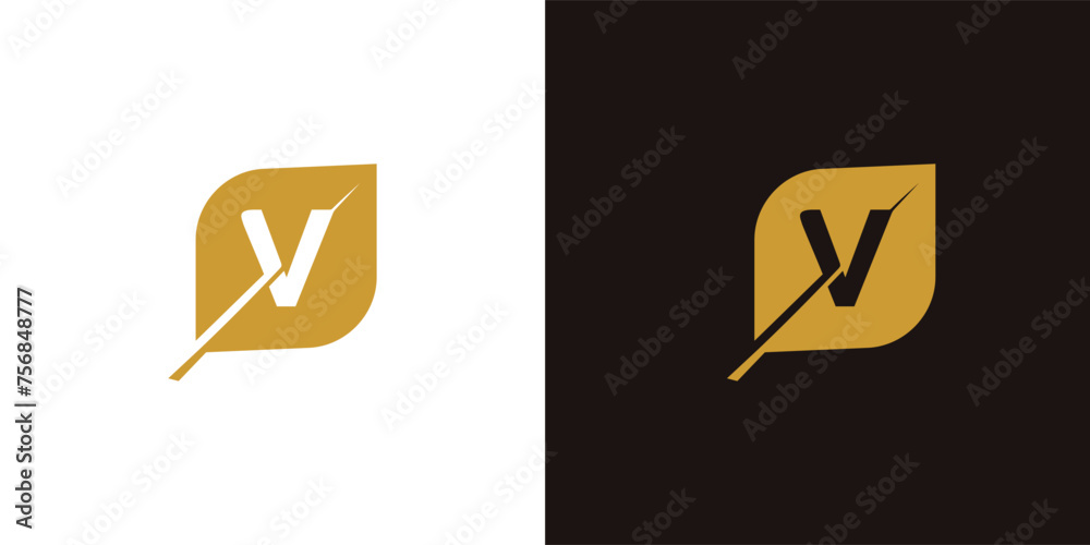 letter v leaf logo, leaf logo, simple leaf logo, letter v logo Stock ...