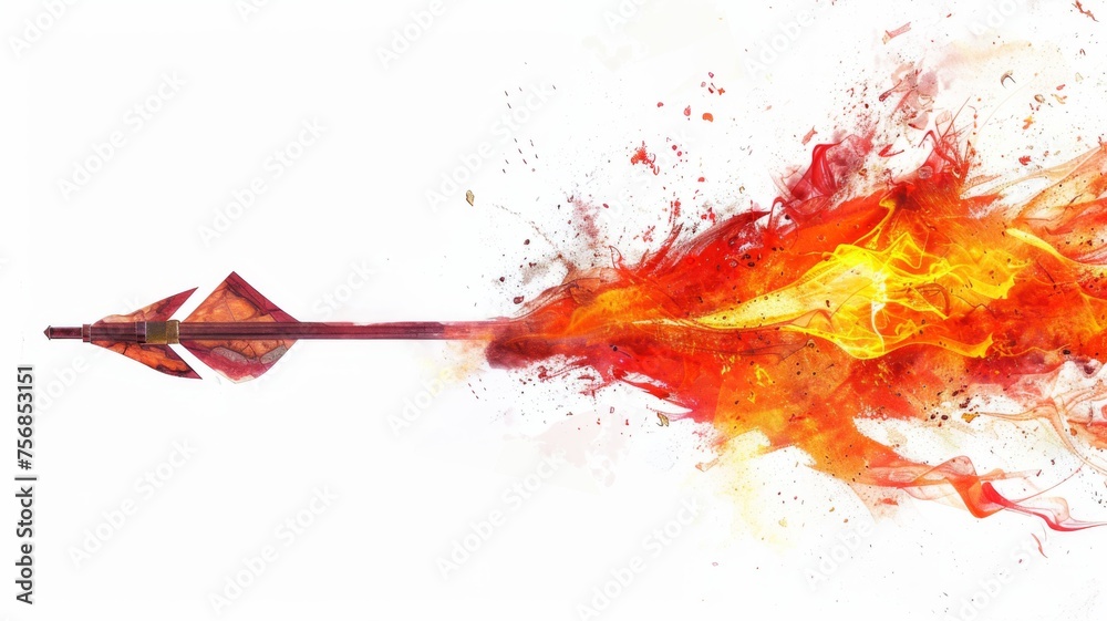 A visually striking image of an arrow in mid-flight enveloped by fiery ...