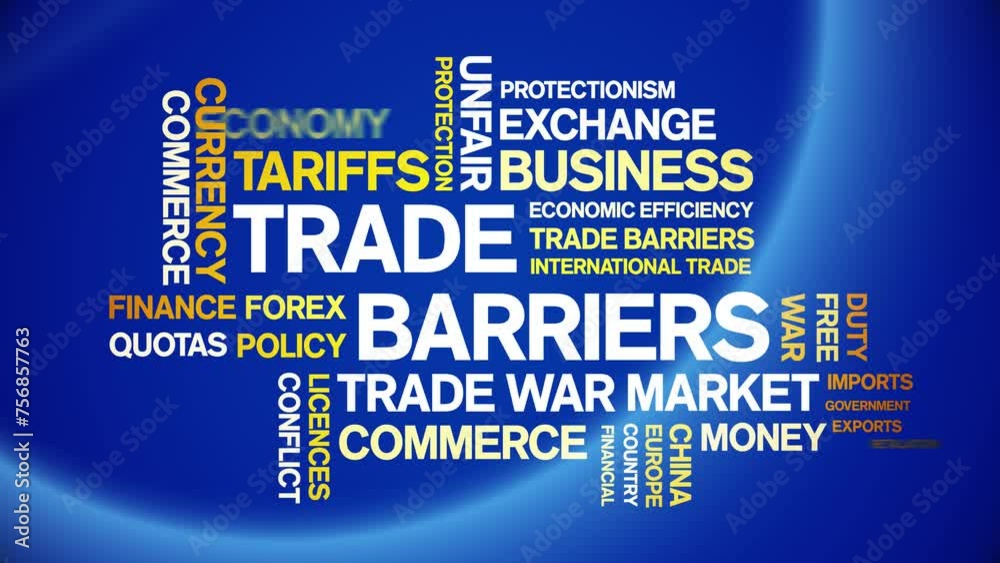Trade Barriers animated tag word cloud;text design animation kinetic ...