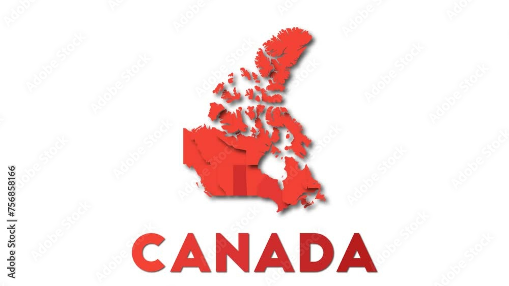 Canada map showing regions. Animated country map with title. 4k ...