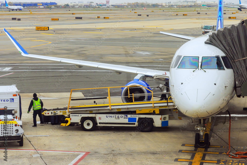 30 October 2023 EWR Newark NJ US United Airlines aircraft Checking ...