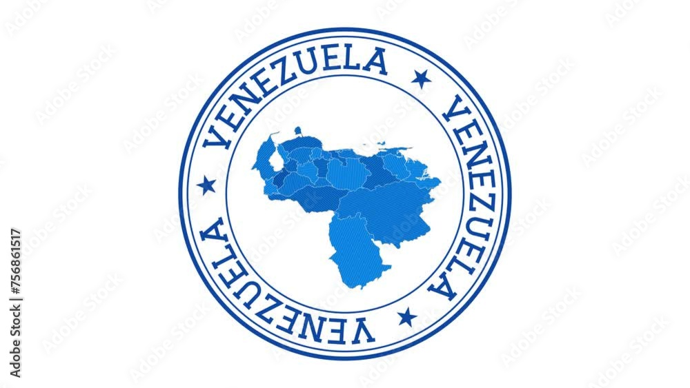 Venezuela intro. Badge with the circular name and map of the country ...