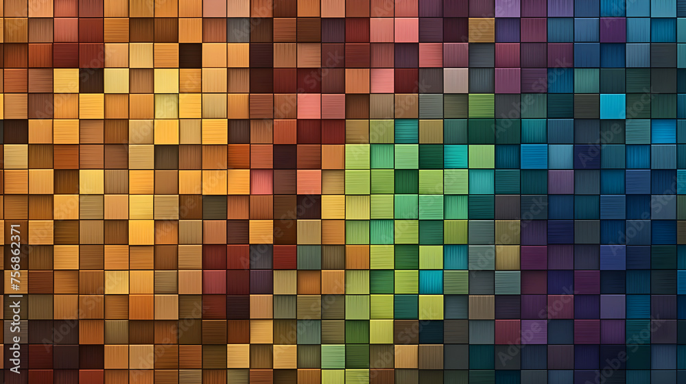 A pixelated scenery featuring a traditional wood design with an ...
