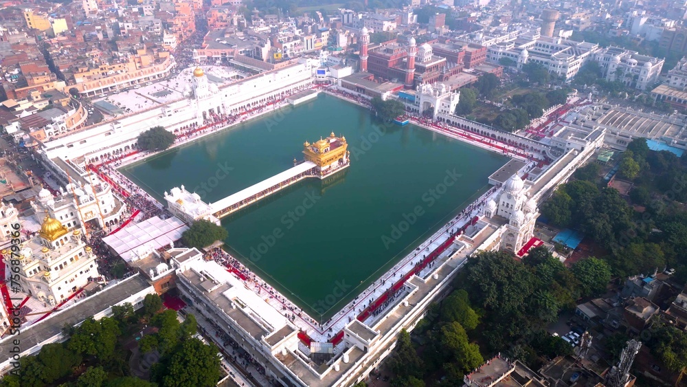 The Golden Temple also known as the Harimandir Sahib Aerial view by DJI ...