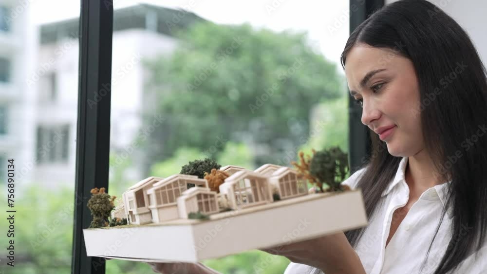 Vidéo Stock Close up of skilled young beautiful caucasian architect ...