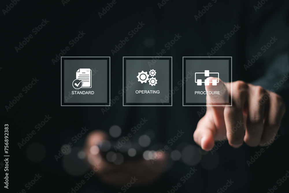 SOP concept, Standard operating procedure with instruction, quality ...