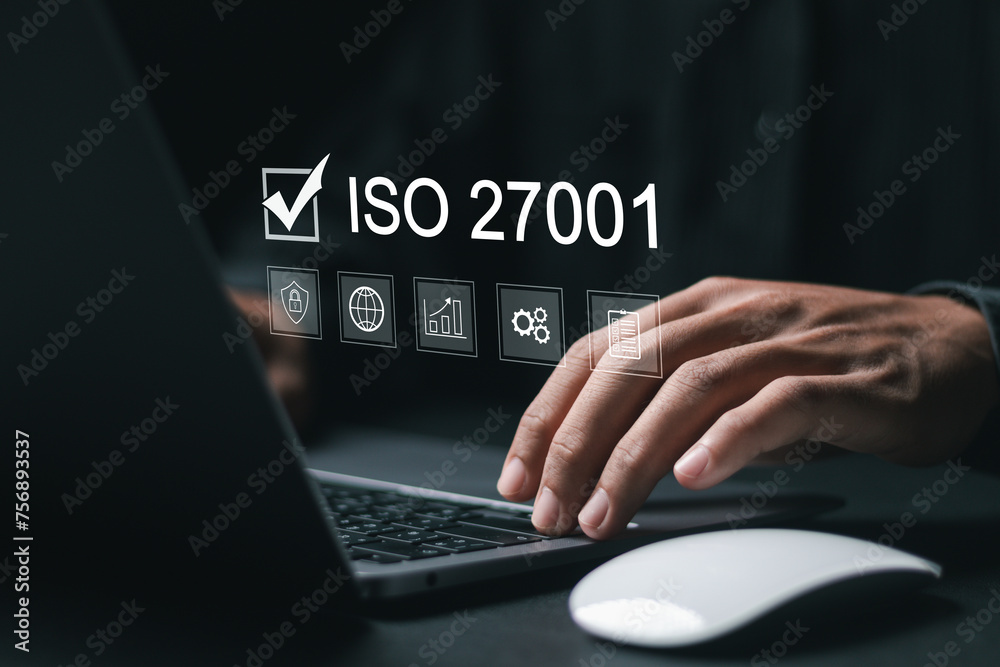 ISO 27001 concept. requirements, certification, management, standards ...