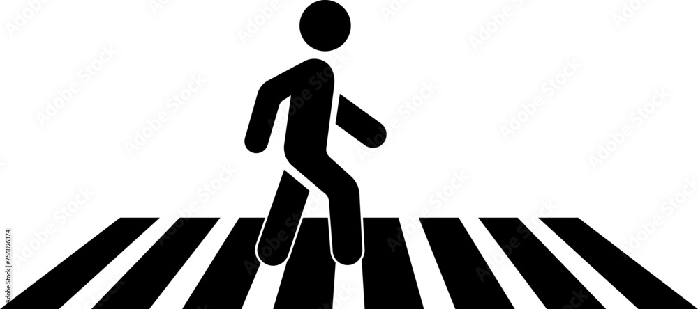 Pedestrian Crossing icon in trendy fill style. Crosswalk symbol. Zebra ...