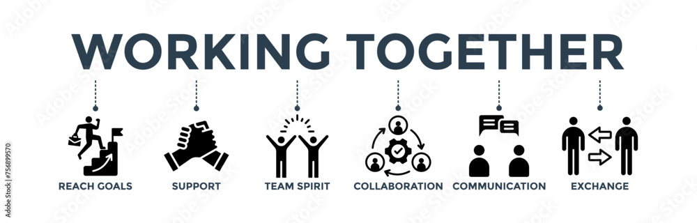 Working together banner concept for team management with an icon of ...