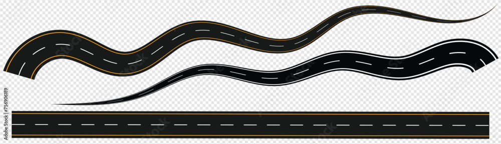 Horizontal asphalt road template. Winding road vector illustration ...