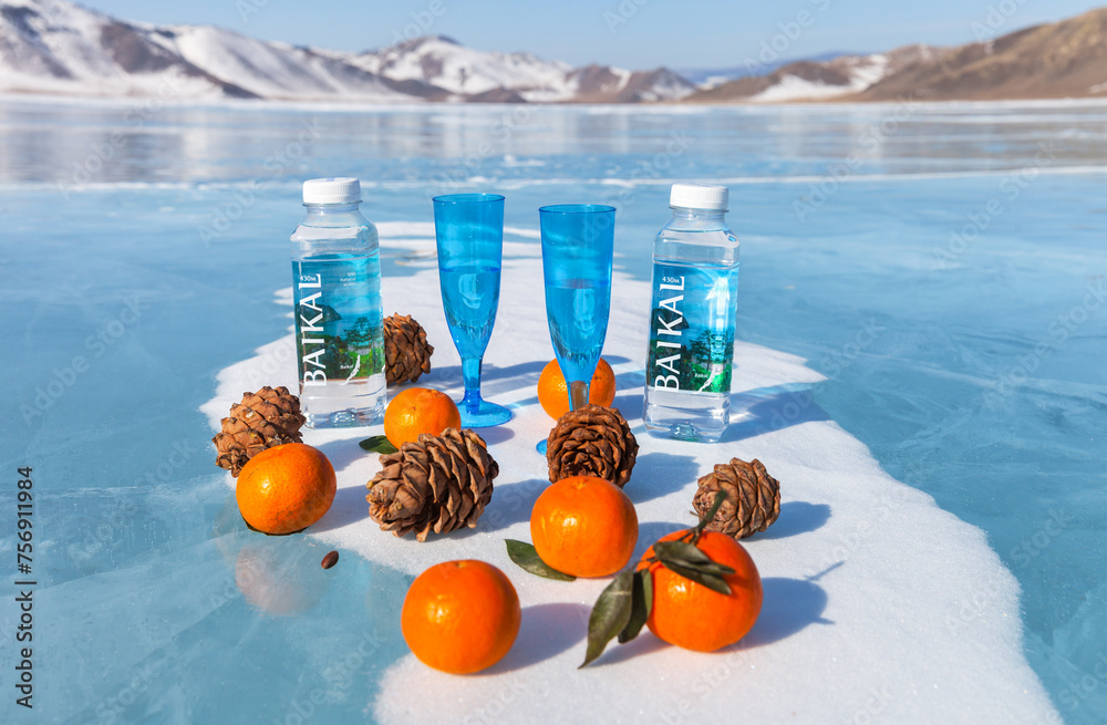 Clean drinking water Baikal from depth of 430 meters in plastic bottles ...