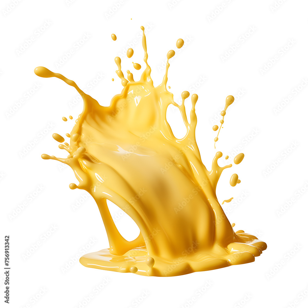 yellow melted cheese dripping on white and transparent background ...