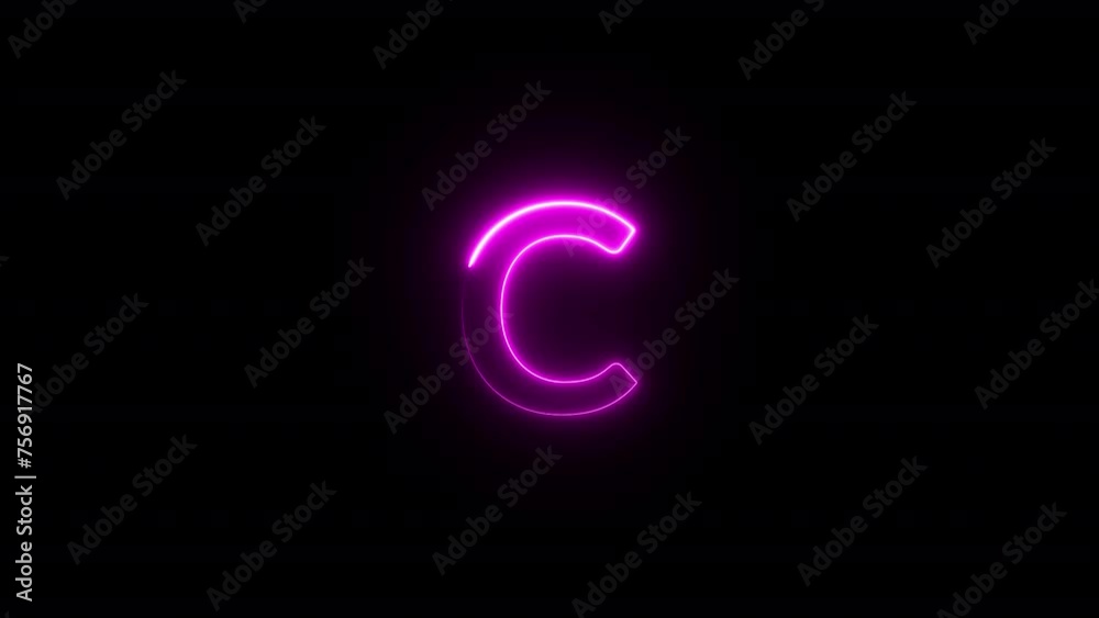 Abstract background Neon Letter C Animation on Black Background .Neon ...