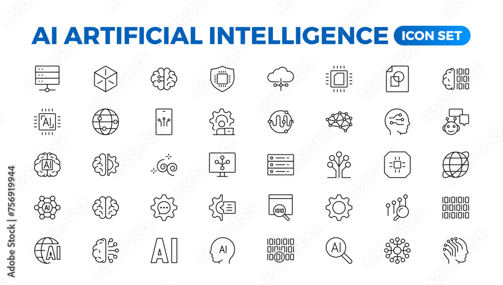 Set of Ai artificial intelligence icon set vector collection. AI ...