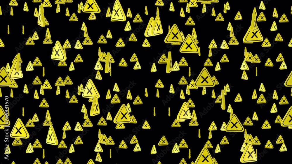 Signage caution crossing loop tile with alpha rising. This 3d animation ...