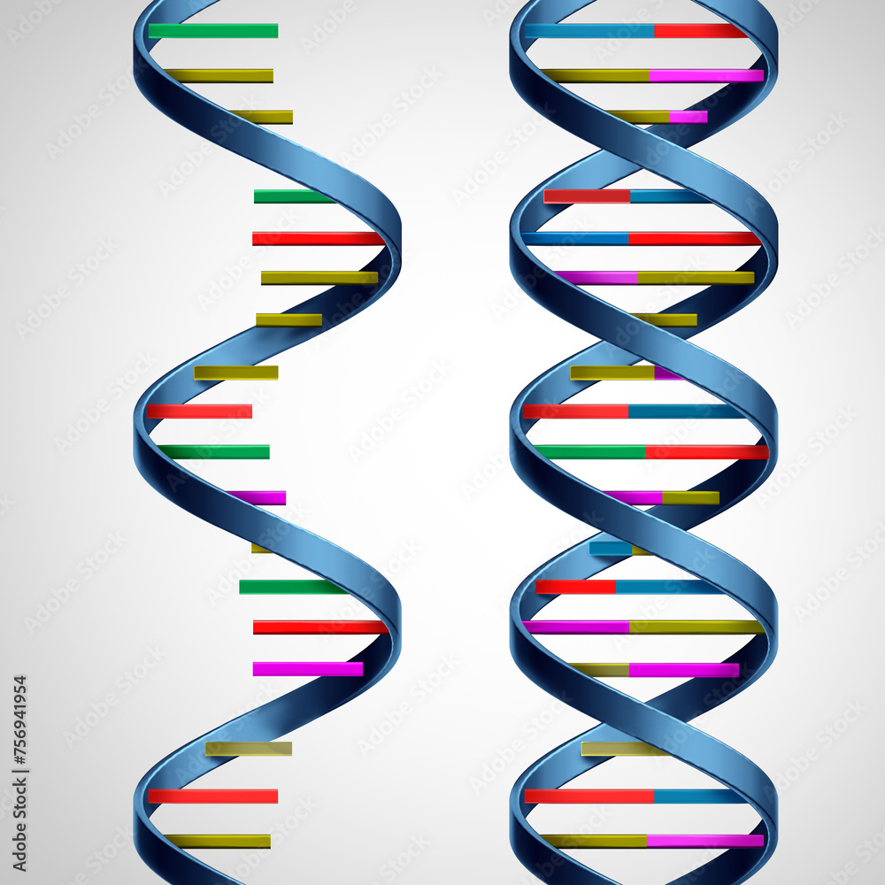 RNA And DNA concept as a deoxyribonucleic acid or a ribonucleic acid as ...