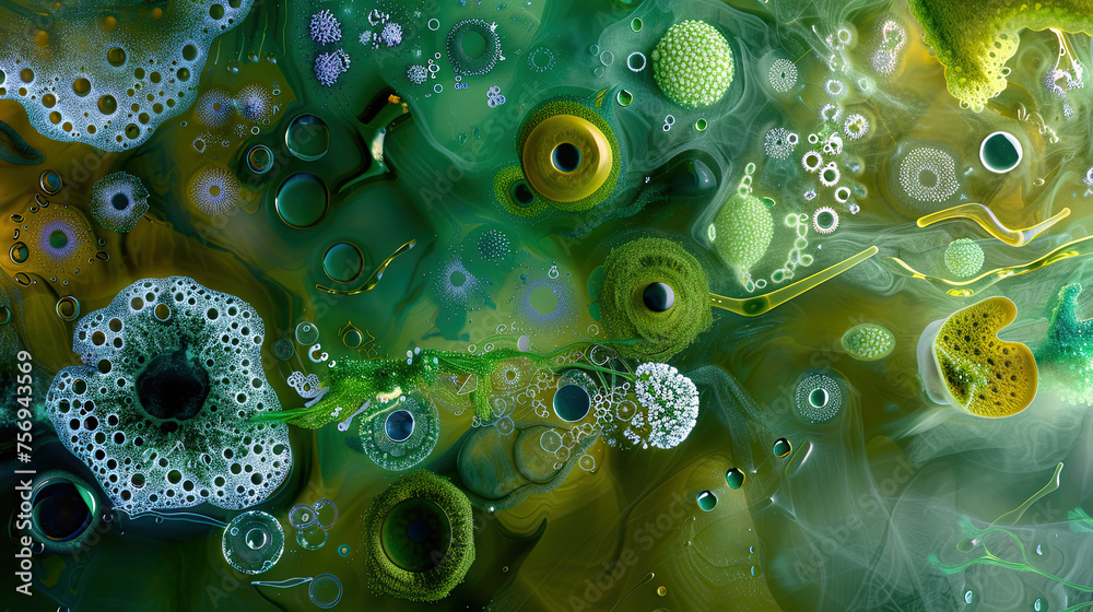 Vivid ultra-high-resolution depiction of a freshwater algae bloom with ...