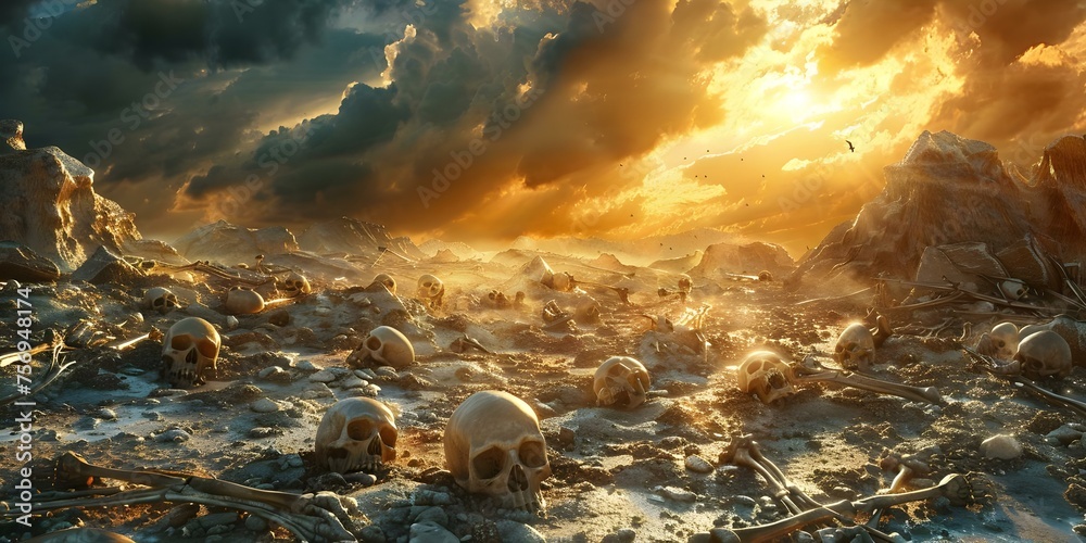Artistic depiction of Ezekiel's visionary encounter with a valley of ...
