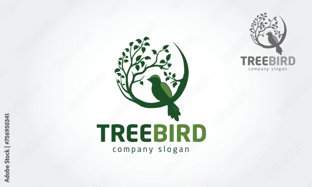 Tree Bird Vector Logo Template. Tree and bird vector design elements ...