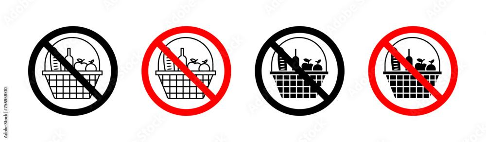 Vecteur Stock Picnics Are Prohibited Sign Vector Illustration Set. No ...