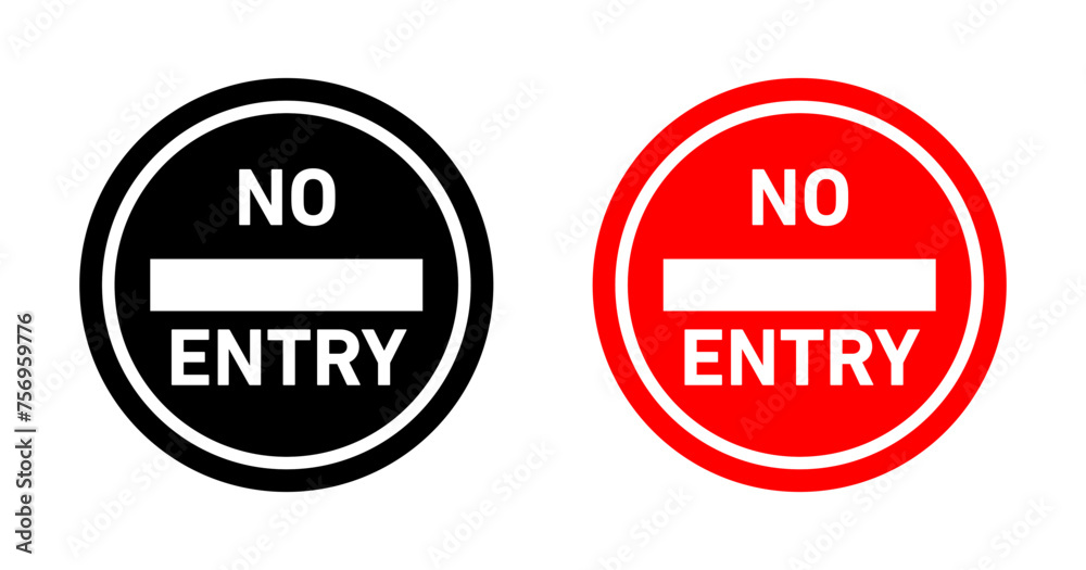 No Entry Road Vector Illustration Set. No Road and Street Entry sign ...