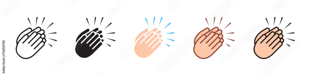 Clapping Hands Vector Illustration Set. Congratulation and Cheers Hands ...