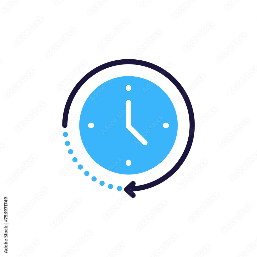 Time cycle icon with clock and circular arrow. Vector illustration ...