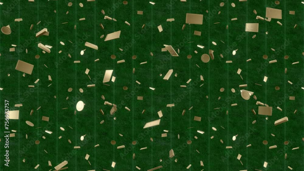 Gold Coin Bar Bullion Background loop tile falling. This 3d animation ...