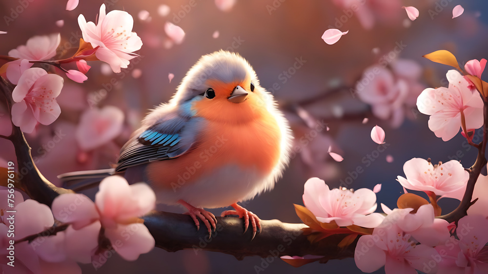 Cute little European Robin bird close-up photo. European Robin bird ...