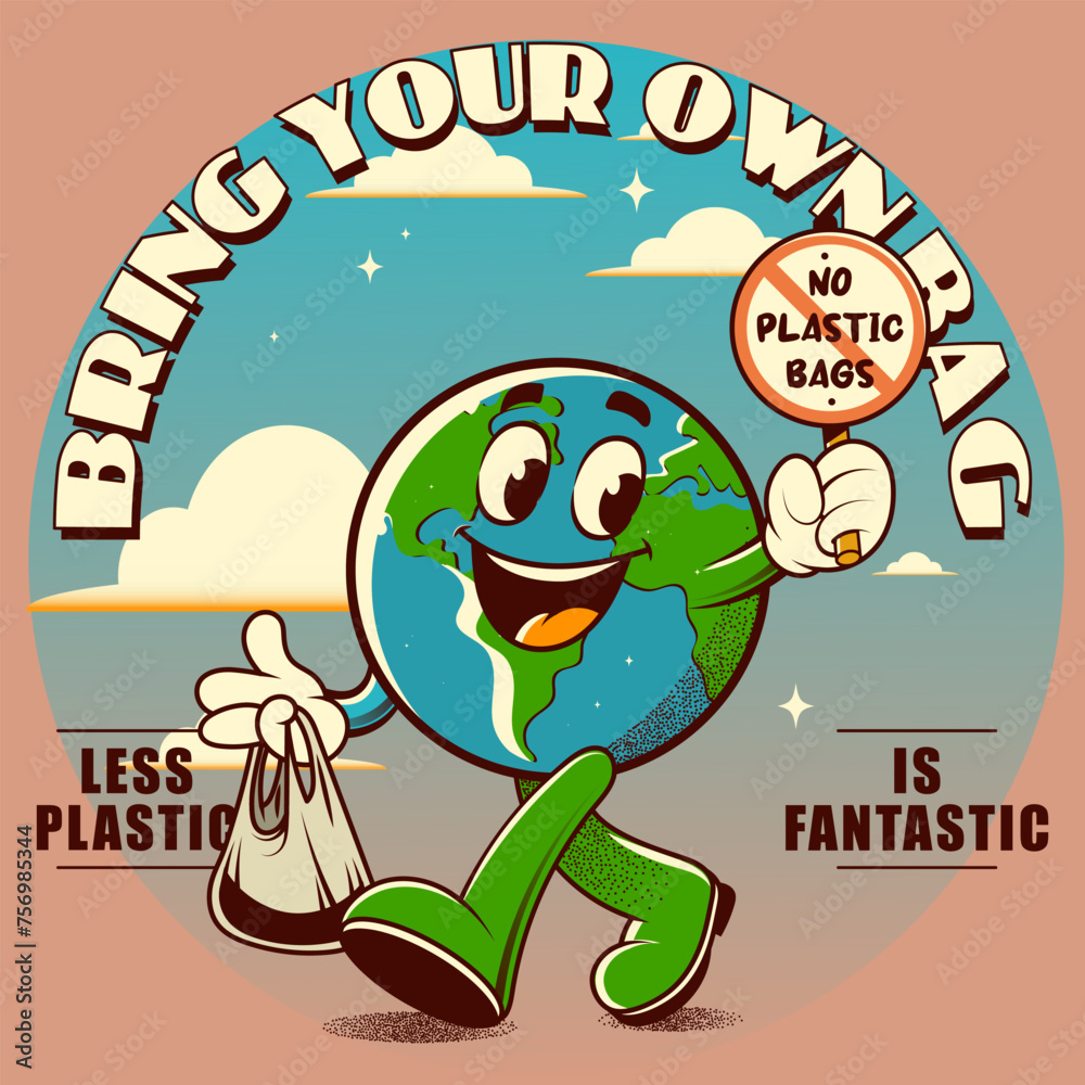 Vintage motivation poster or card design template with walking happy ...