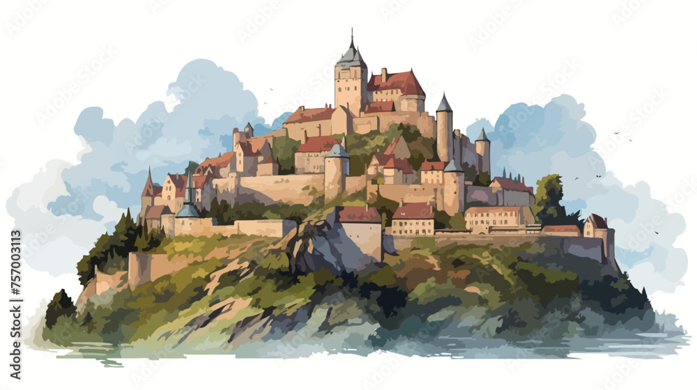 Drawing of architectural structures of the medieval Stock Vector ...