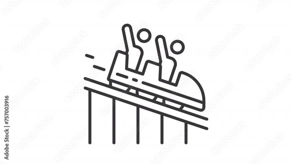 Animated rollercoaster riding icon. Ride amusement line animation ...