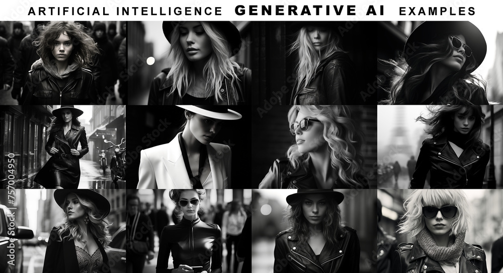 Foto de Generative AI photo examples collage. Artificial intelligence ...