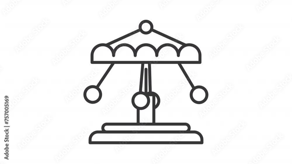 Animated swinging carousel icon. Rotating chain carousel line animation ...