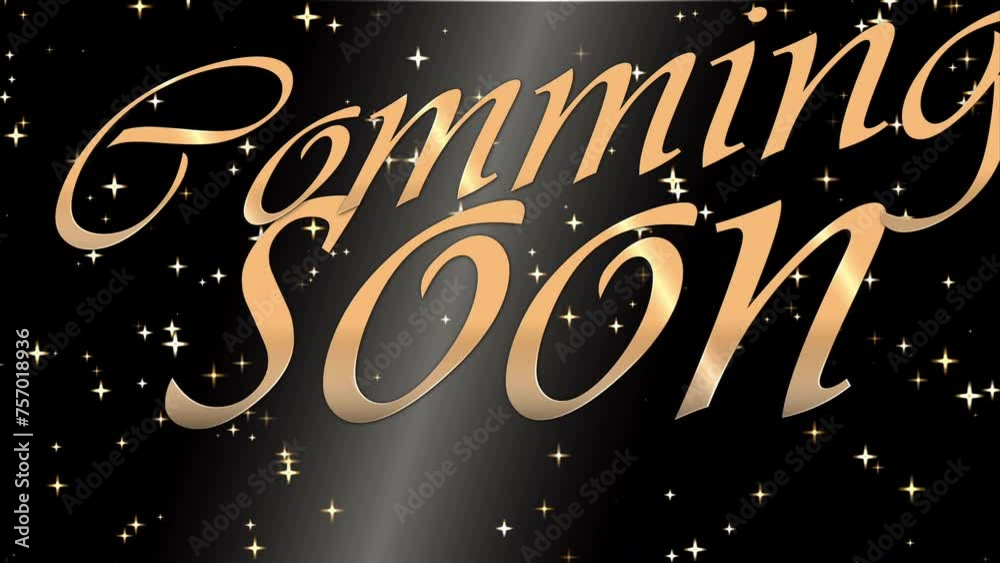 Vidéo Stock Sparkling Coming soon Beautiful golden greeting Text ...