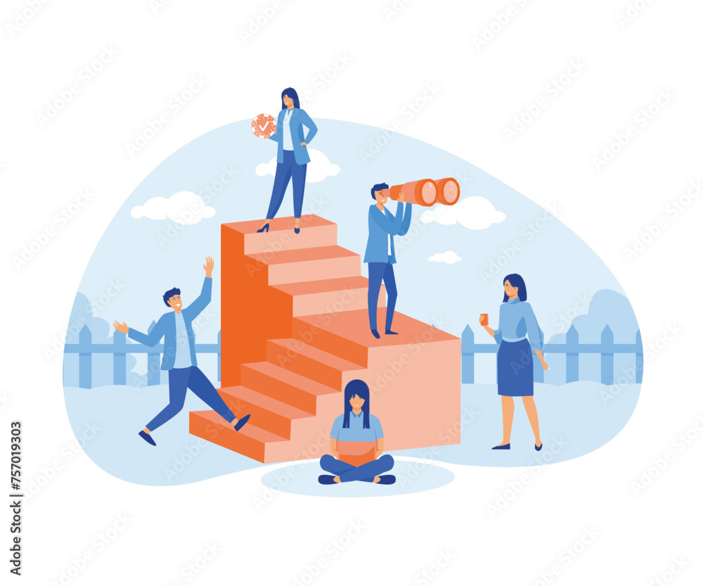 Self growth and personal development progress stages. Reaching for ...