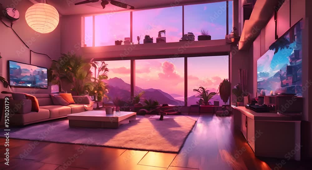 animated virtual backgrounds, stream overlay loop, interior, cozy ...
