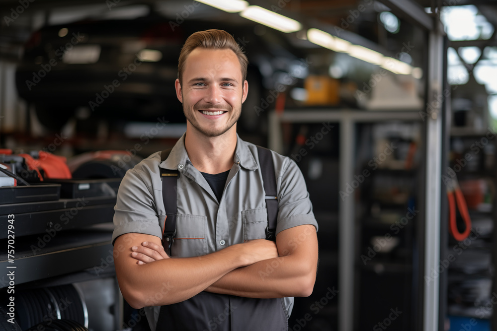 Smiling mechanic man. Automotive professions. Job offer. Job Search ...