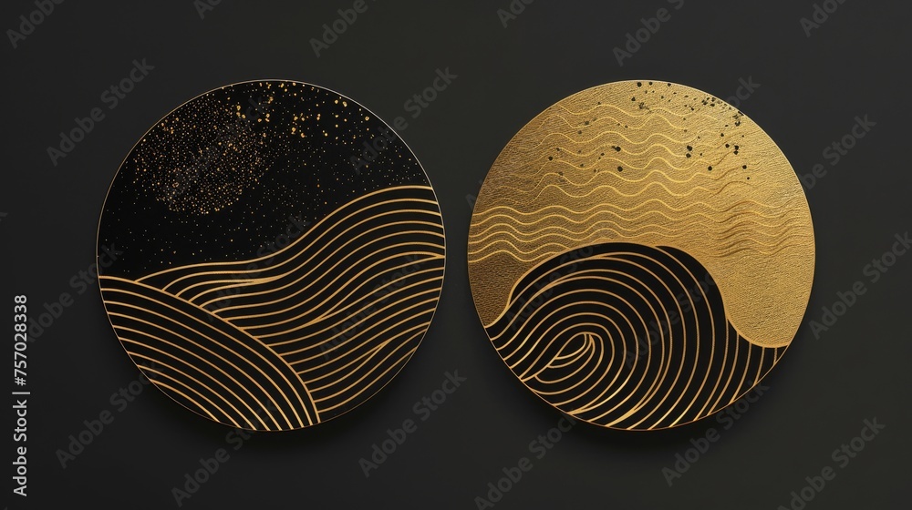 Design of abstract circle backgrounds in Japanese style modern. Curve ...