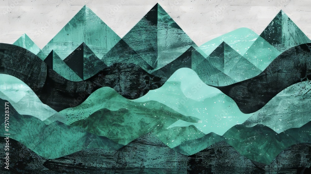An abstract art design with geometric patterns modern. A mountain ...