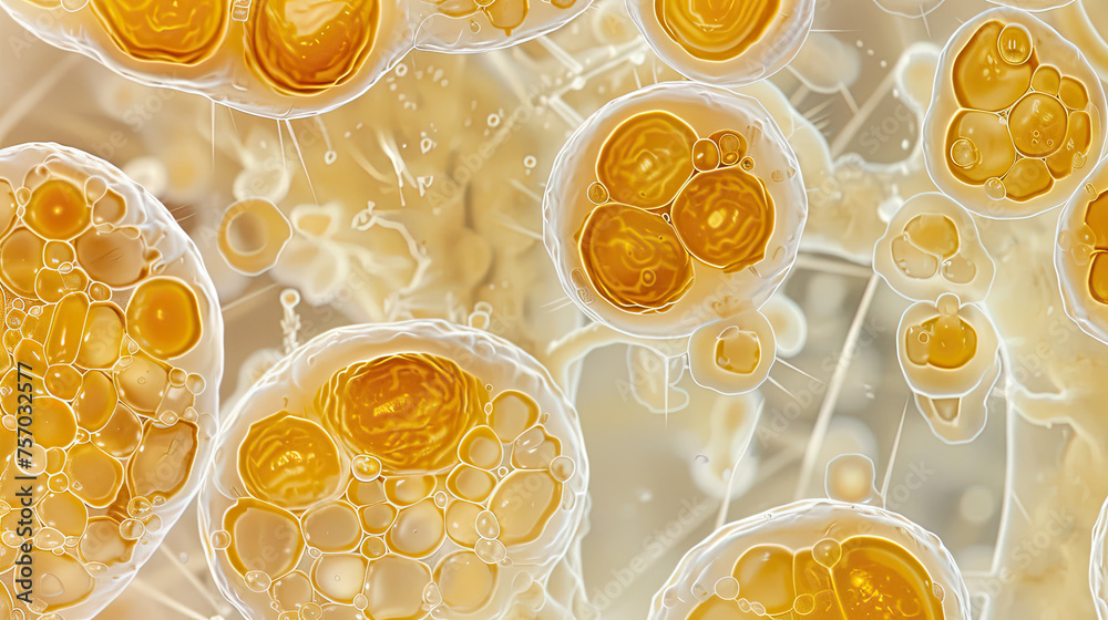 Microscopic view of budding Saccharomyces cerevisiae, revealing the ...