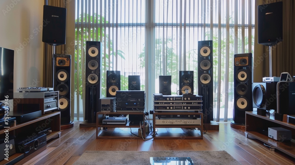 In-depth look at the assembly of high-end audio equipment Stock Photo ...