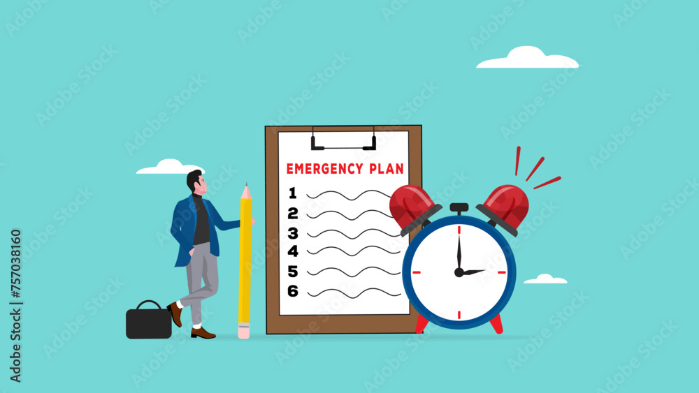 business emergency plan or strategy illustration, emergency action plan ...