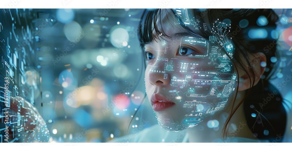 Beautiful girl with extremely delicate and complex mechanics on her ...