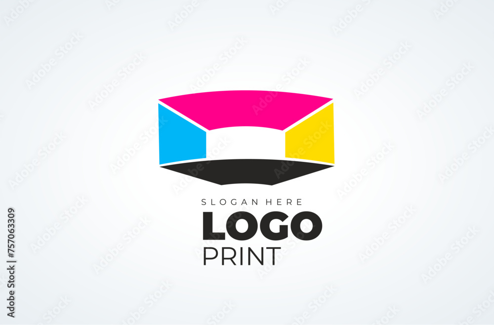 Logo CMYK Print theme. 3d geometric perspective figure. Template design ...