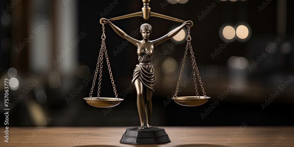 In the iconic depiction of Lady Justice, she holds her scales against a ...