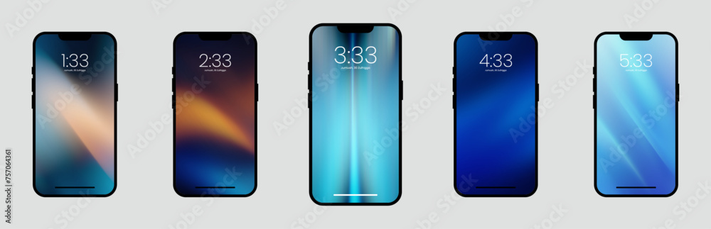 Premium mobile phone smart screen gradient wallpaper with five ...